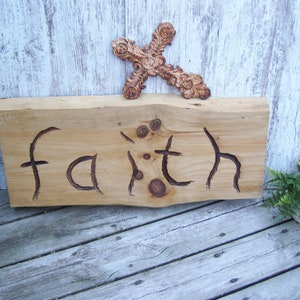 Faith Sign Inspirational Solid Wood Plank Wording Religious Spiritual ...