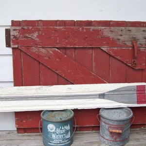 Painted Wood Canoe Paddle Barn Wood Wall Hanging Feather Brand Beach ...