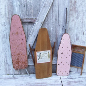 Pink Metal Ironing Board Farmhouse Ironing Table Children Size or Wood ...