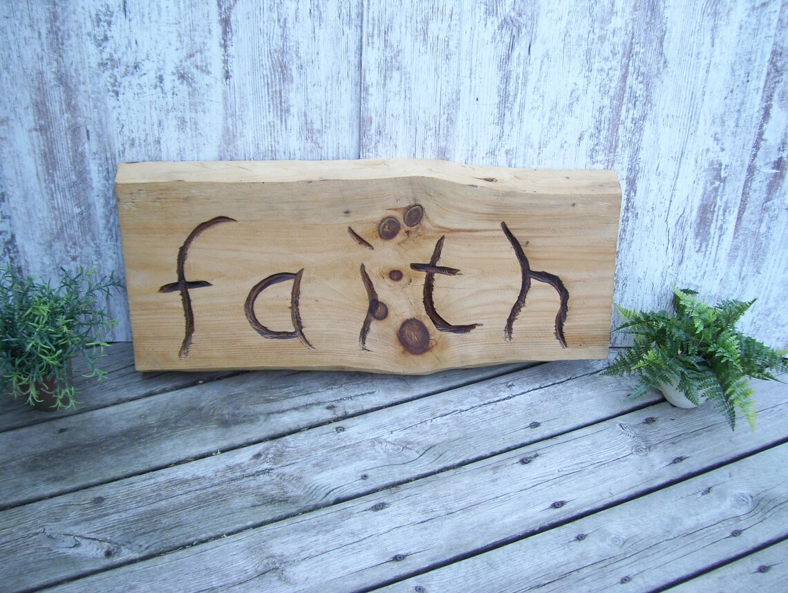 Faith Sign Inspirational Solid Wood Plank Wording Religious - Etsy