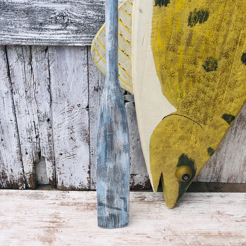 Vintage 66" Wood Boat Oar Red Painted Paddles Wynn Locks 77" Sage Olive ...