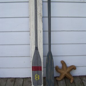 Painted Wood Canoe Paddle Barn Wood Wall Hanging Feather Brand Beach ...