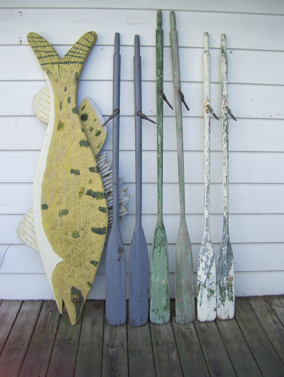 2 Vintage 77 Wood Boat Oars Wooden Paddles OR 72 Wooden Oar Beach Lake ...