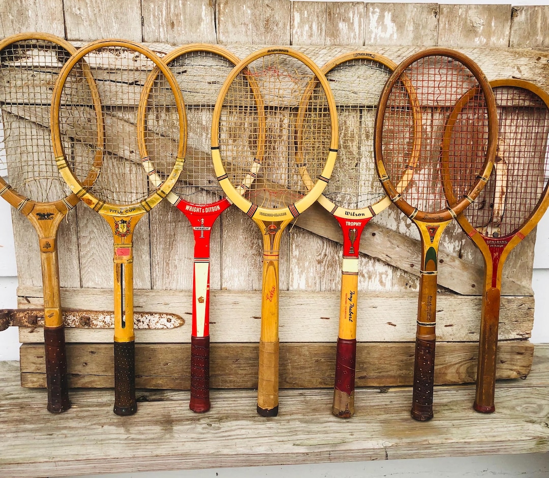 Wood Tennis Racket Wright and Ditson the Bat Title Cup Tony Trabert ...