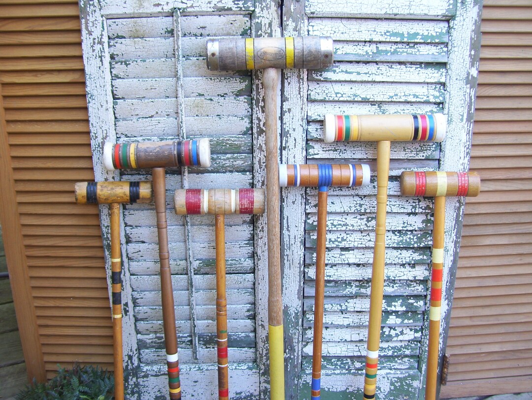 Vintage Wood Croquet Mallets Rustic Single Wooden Vintage Your Choice Veronica Heathers Wood