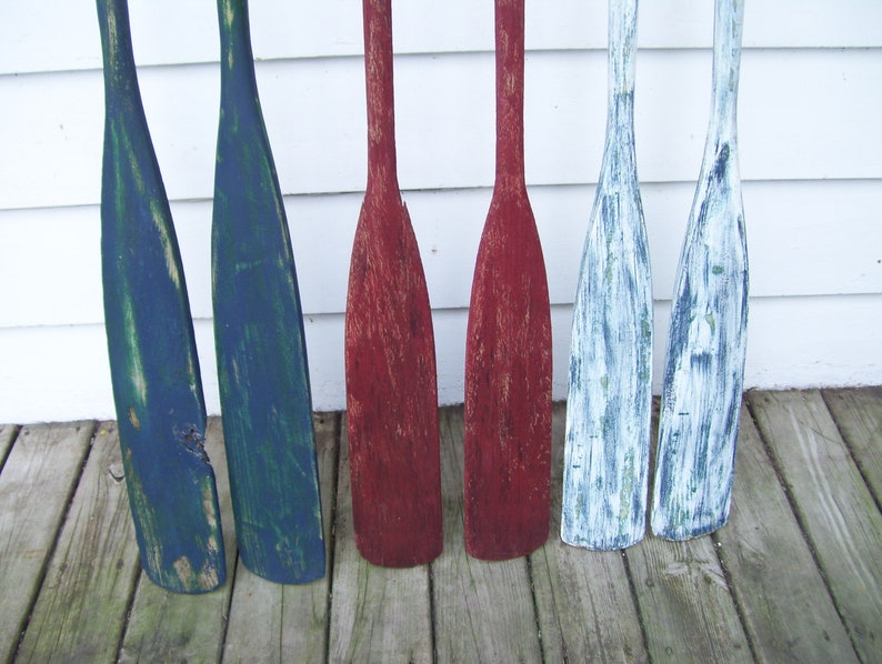2 Vintage 78" Wood Boat Oars Wooden Paddles OR 72" Wooden Oar Beach ...