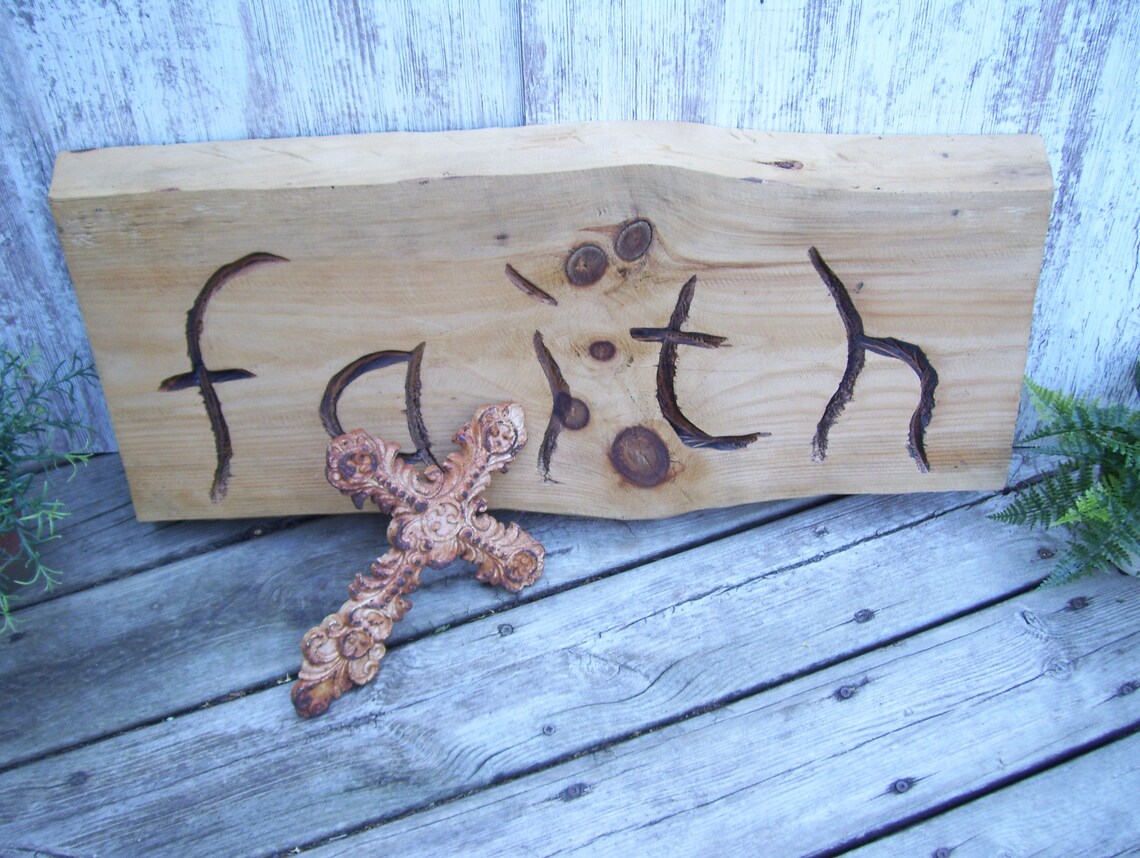 Faith Sign Inspirational Solid Wood Plank Wording Religious - Etsy