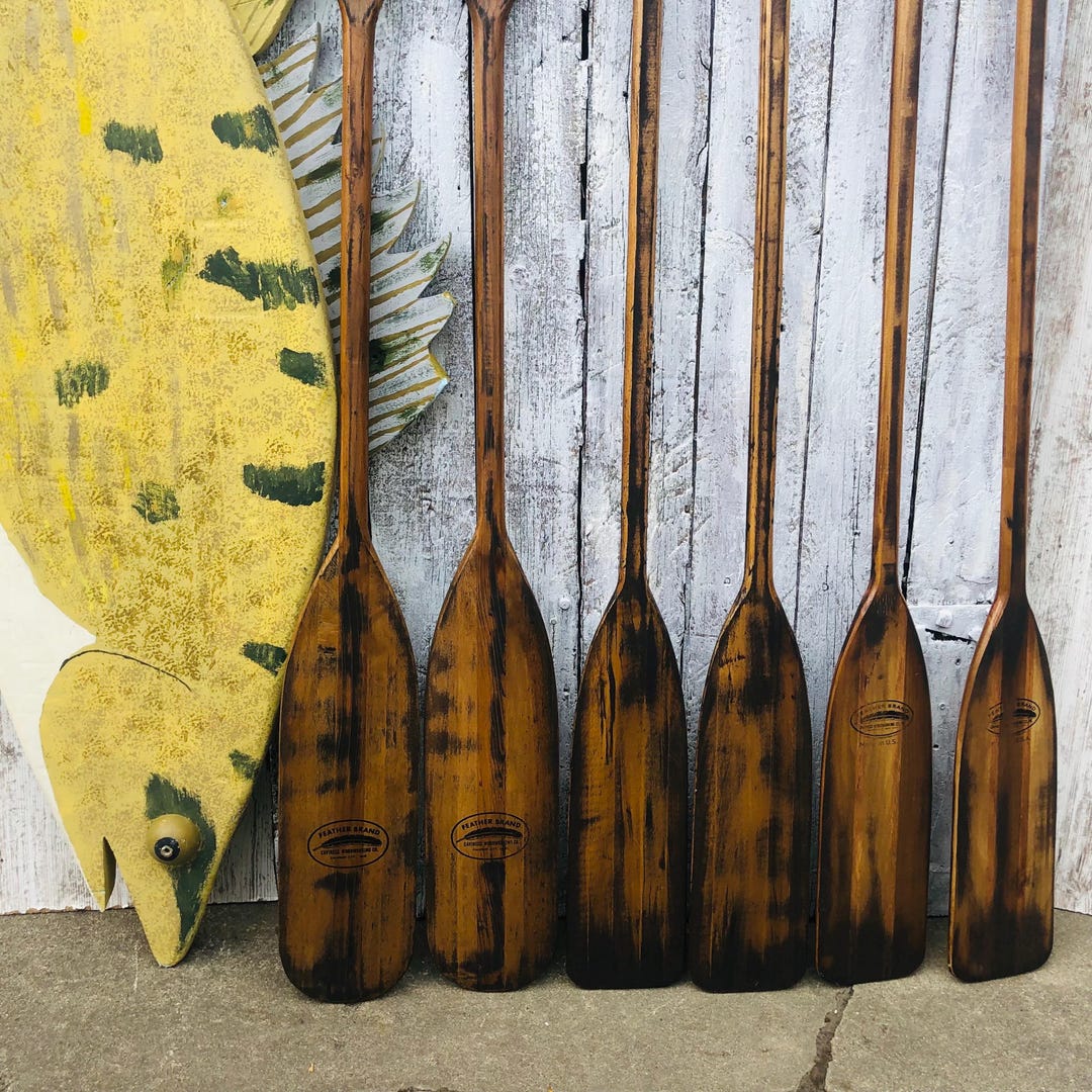 2 Vintage 59" Feather Brand Canoe Paddles Stained Espresso OR 48 ...