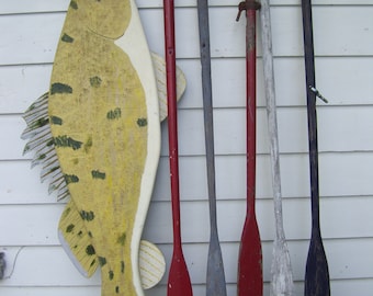 Vintage Wood Boat Oars 71 Stained or White Painted Boat Paddles Navy 83 ...