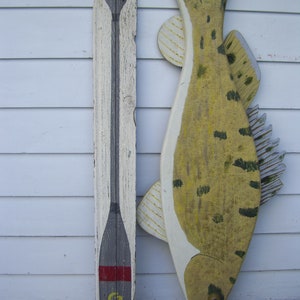 Painted Wood Canoe Paddle Barn Wood Wall Hanging Feather Brand Beach ...
