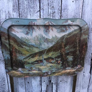 4 Mountain Metal TV Trays Landscape Mid Century Modern Mountaintop ...