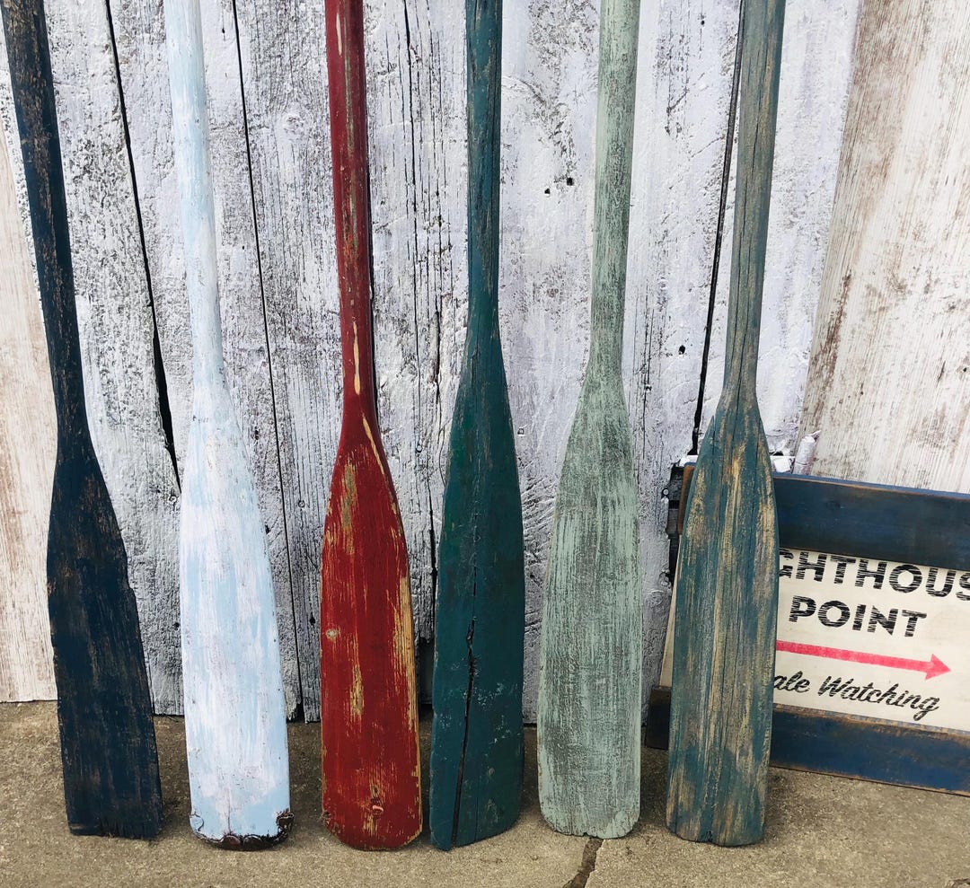 Vintage 66 Wood Boat Oar Red Painted Paddles Wynn Locks 77 Sage Olive ...