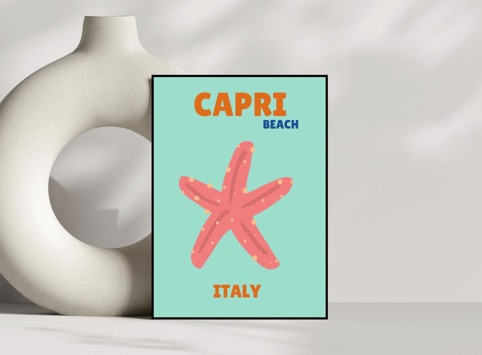 Whimsical Capri Starfish Art Cute Watercolor Illustration Digital Italy ...