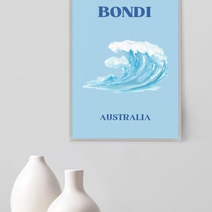 Bondi Beach Wave Art Watercolor Illustration Digital Bondi Art Ocean ...