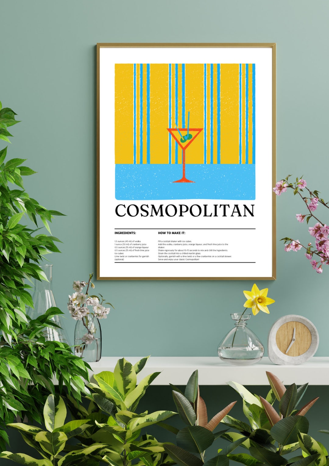 COSMOPOLITAN Cute Retro Printable Poster, Retro Poster, Alcohol Poster ...