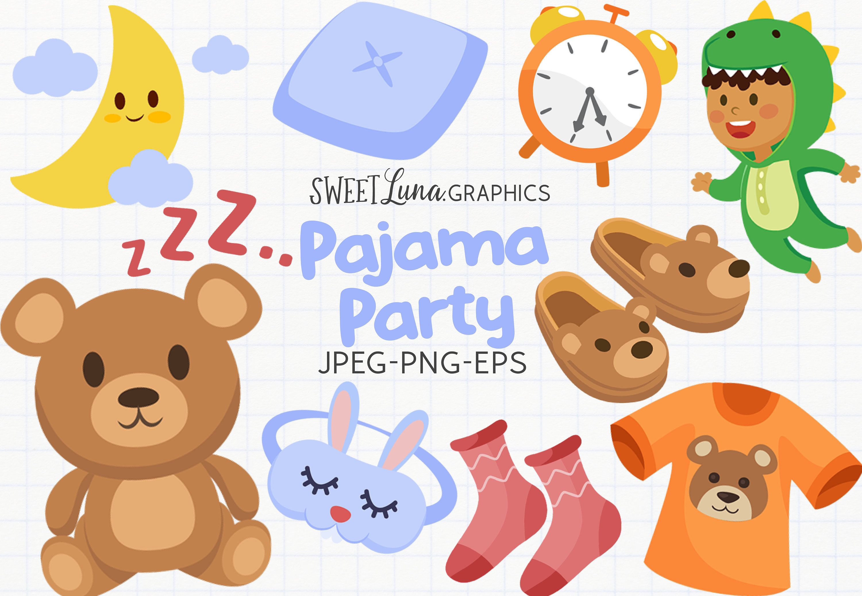 Pajama Party Clipart Slumber Party Vector Graphics Clip Art - Etsy