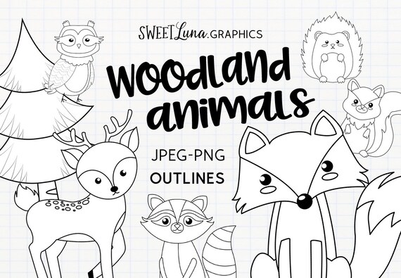 Waldtiere Umrisse Clipart KOMMERZIELLE Nutzung Fuchs | Etsy