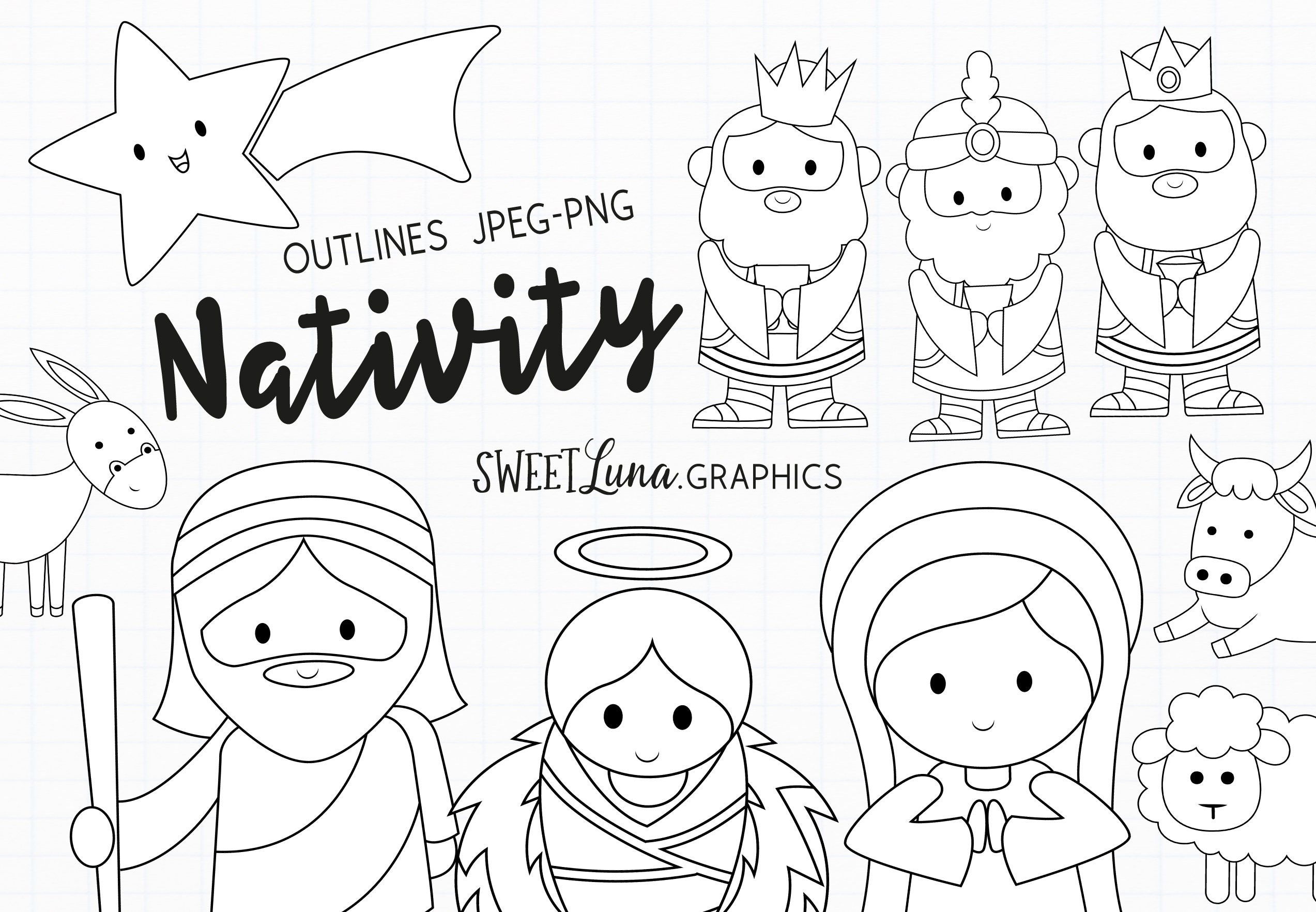 Nativity Outline Coloring Pages