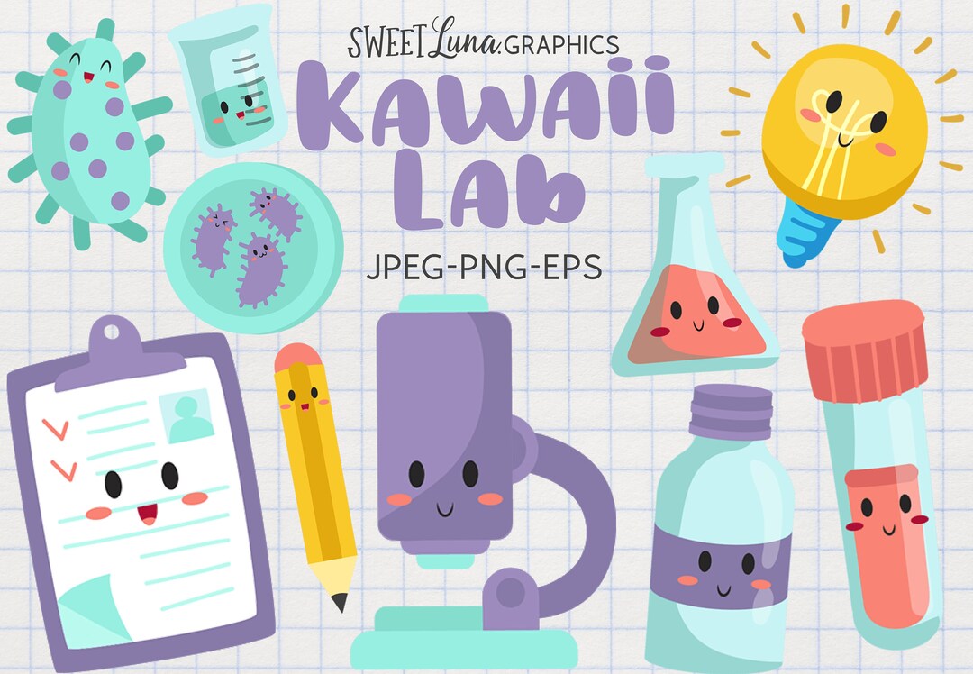 Kawaii Lab Clipart Cute Laboratory Vector Graphics Clip - Etsy