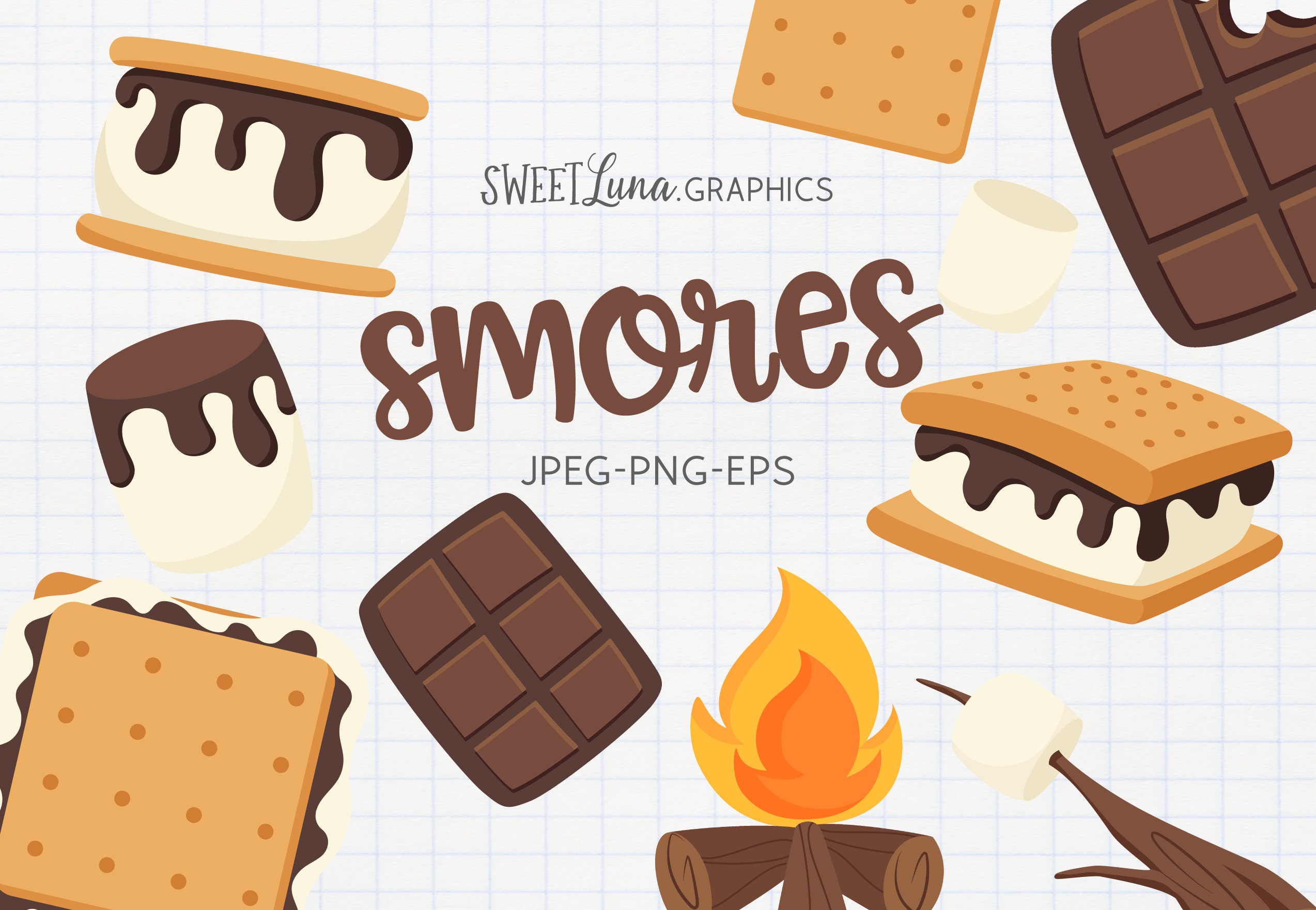 Smores Clipart Camping Clipart Summer Camp Marshmallow | Etsy