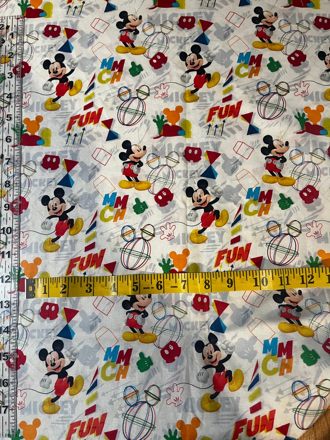 Mickey Mouse Cotton Fabric 20 X 44 100% Cotton Fabric - Etsy