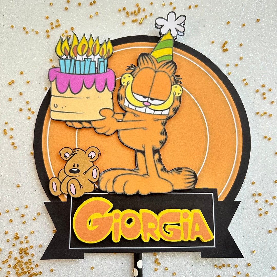 Customizable Garfield Cake Topper Party Handmade Birthday Cake ...