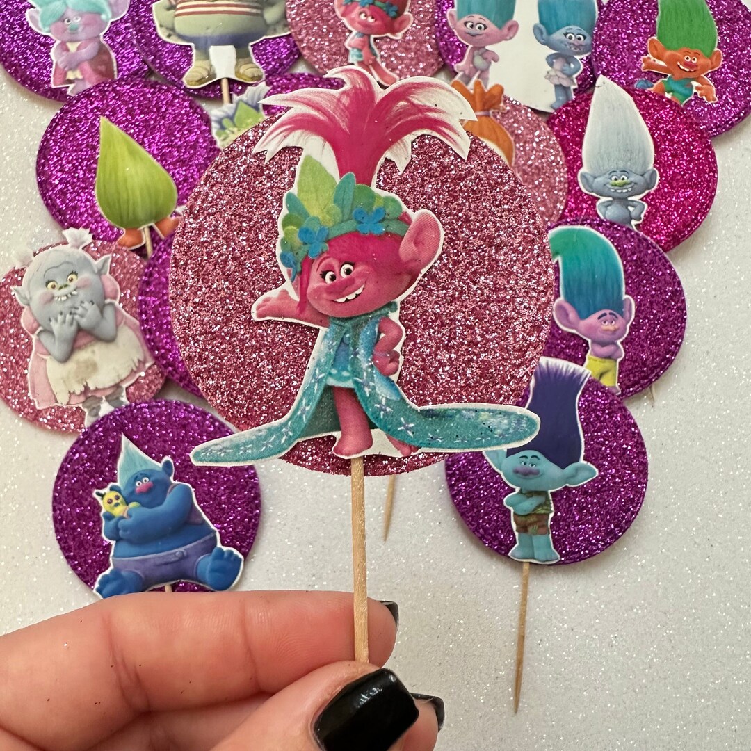 Cupcake Topper Trolls Party Handmade Birthday Decorations - Etsy