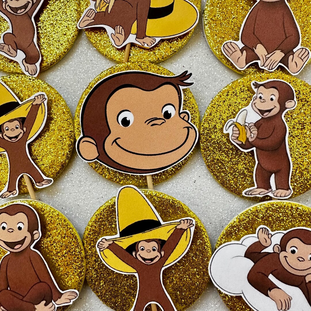 Curious George Cupcake Toppers, Handmade Birthday Decorations - Etsy