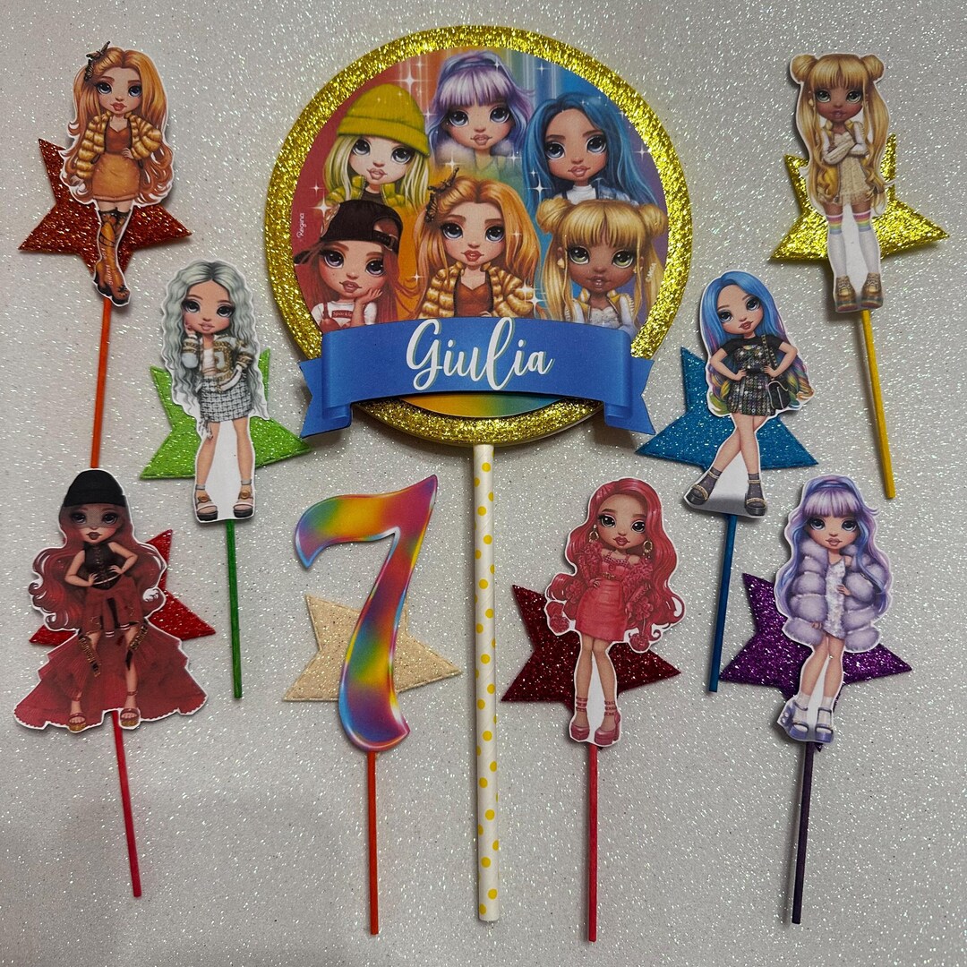 Cake Topper Set Rainbow Party Handmade Birthday Decorations - Etsy