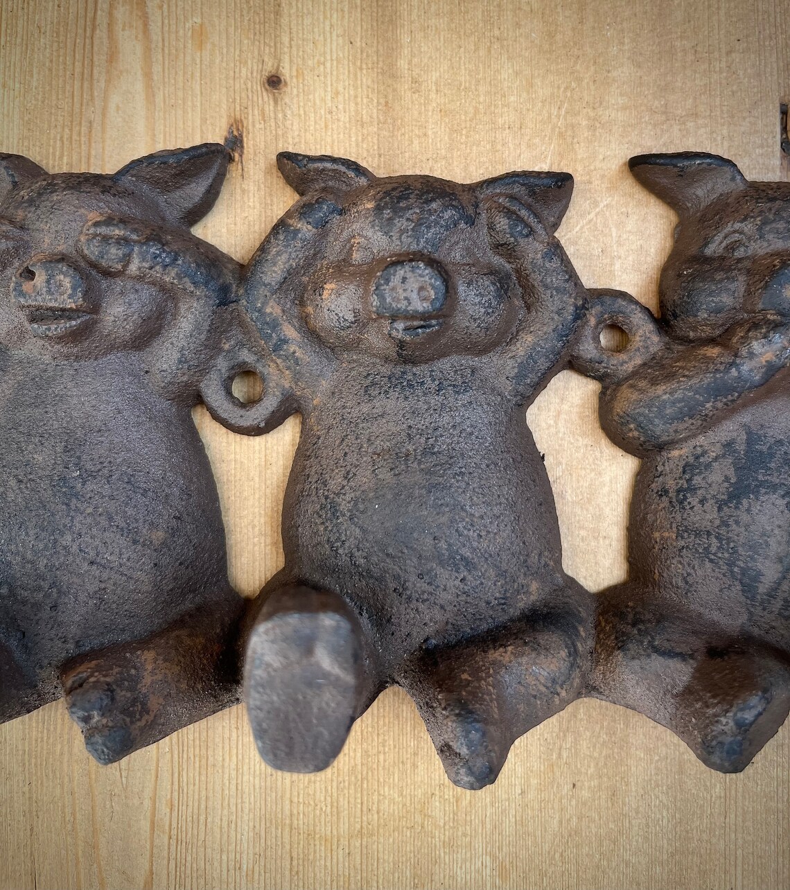Cast Iron Rustic Three Pigs See/ Hear/speak No Evil - Etsy