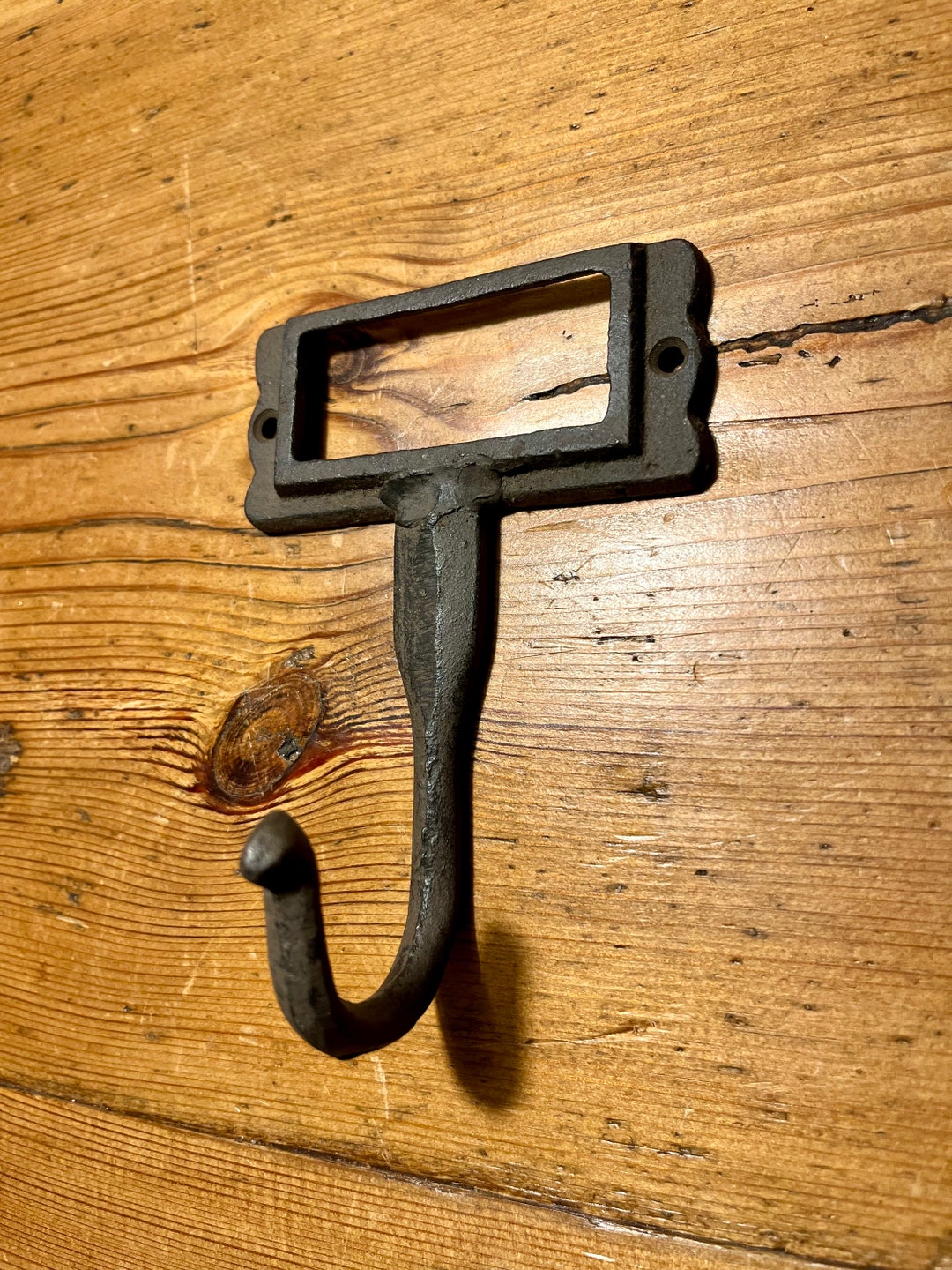 Cast Iron Coat Hook With Name or Number Label Slot - Etsy