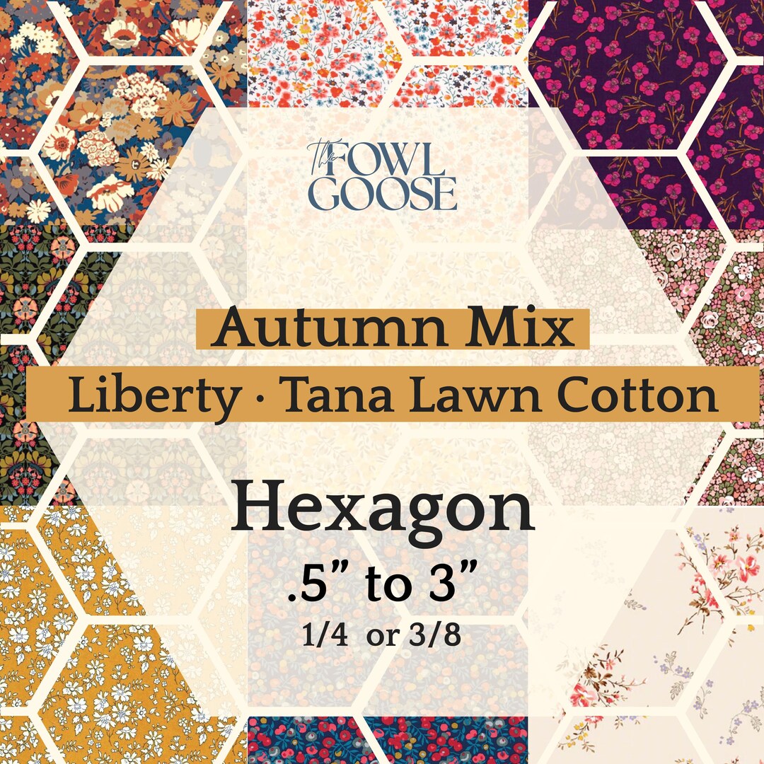 EPP Hexie in Liberty Tana Lawn Set of 50 Autumn Fall | Hexagon 1/4 or 3 ...