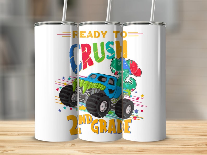 Regreso a la escuela Svg PNG 1er grado Descarga digital, Monster Truck T-Rex Dinosaur Png Svg ...