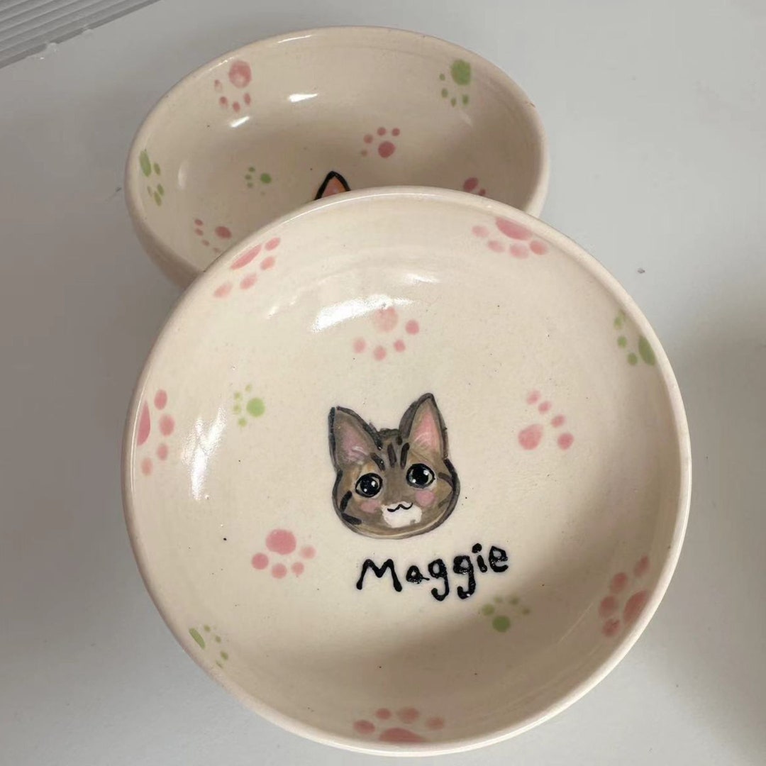 Unique Personalized Cat Bowl Custom Ceramic Dog Feeder, Food and Water ...