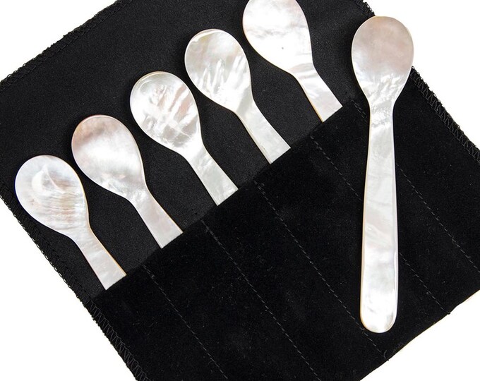 Vintage Asprey’s Mother of Pearl & Sterling Silver Caviar Spoon Set | 8 ...