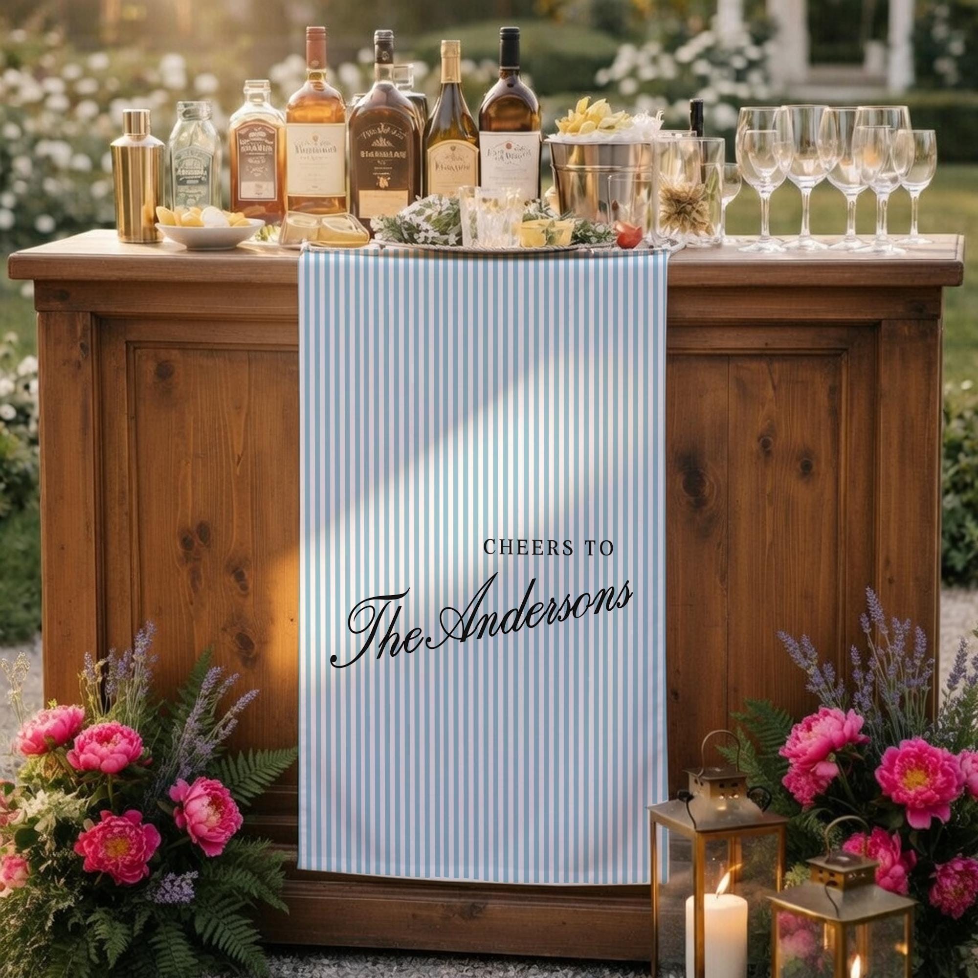 Personalized Linen Striped Bar or Event Sign, Linen Cotton, Wedding ...