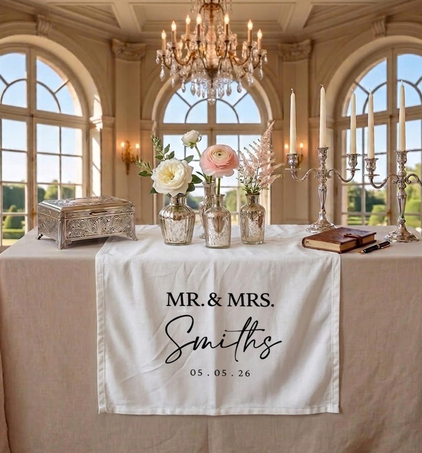 Wedding Table Runner, Personalized Last Name Sign, Custom Linen Wedding ...