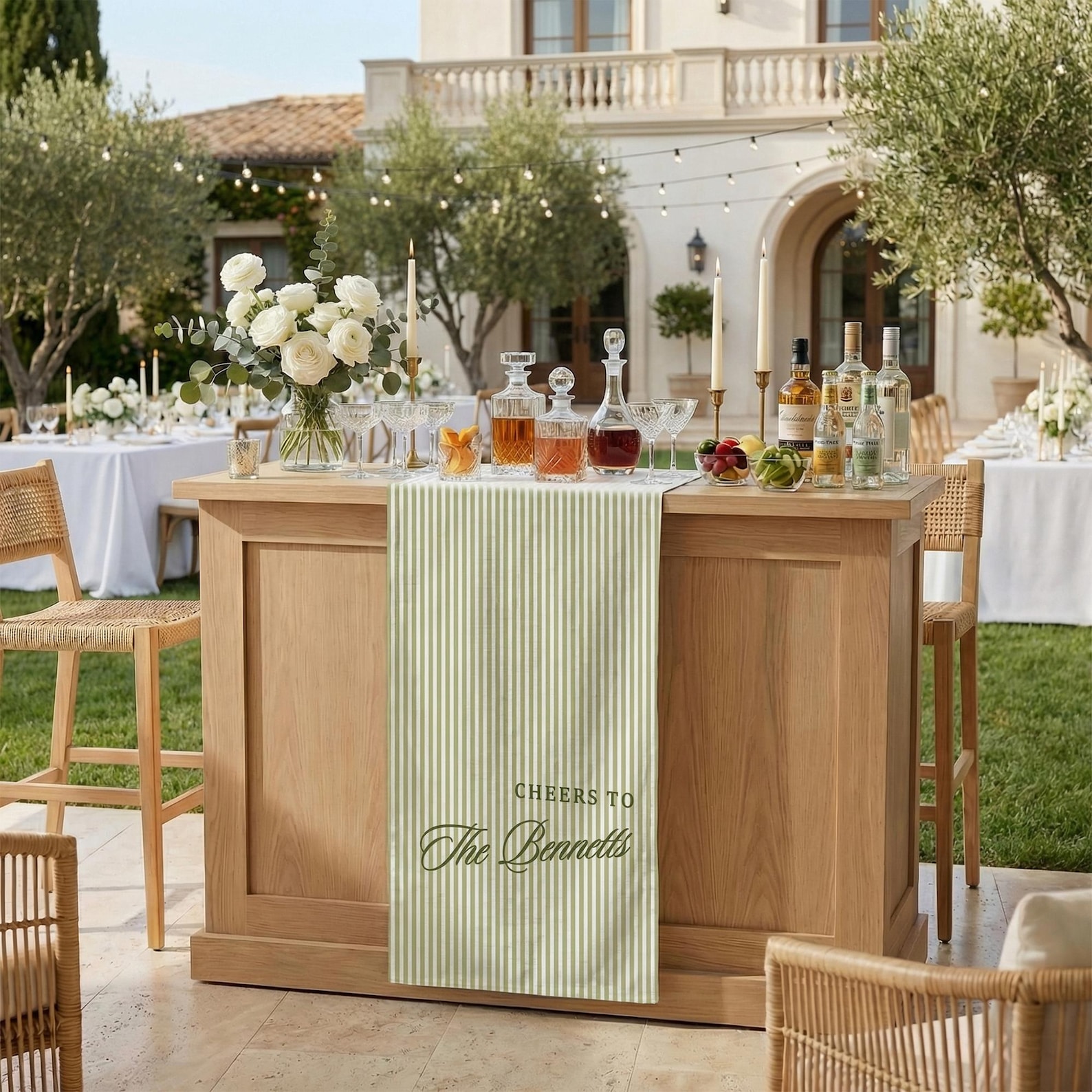 Personalized Linen Striped Bar or Event Sign, Linen Cotton Wedding Bar ...
