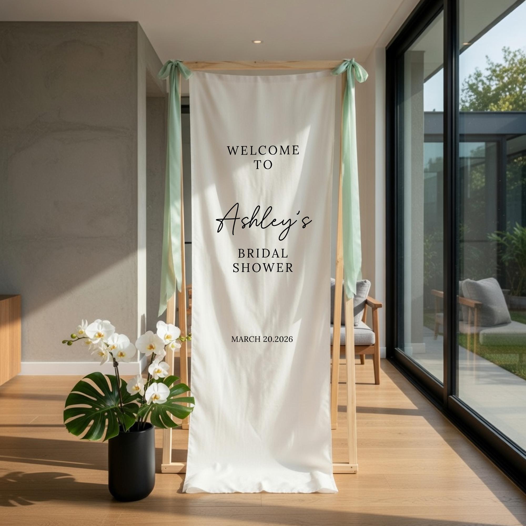 Personalized Linen Bridal Shower Sign Decor, Wedding Welcome Fabric ...