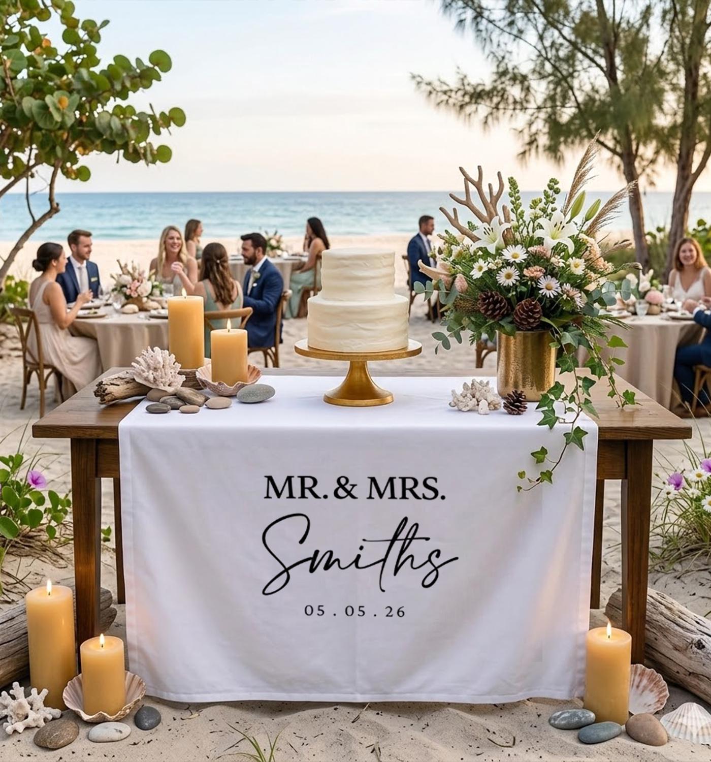 Wedding Table Runner, Personalized Last Name Sign, Custom Linen Wedding ...