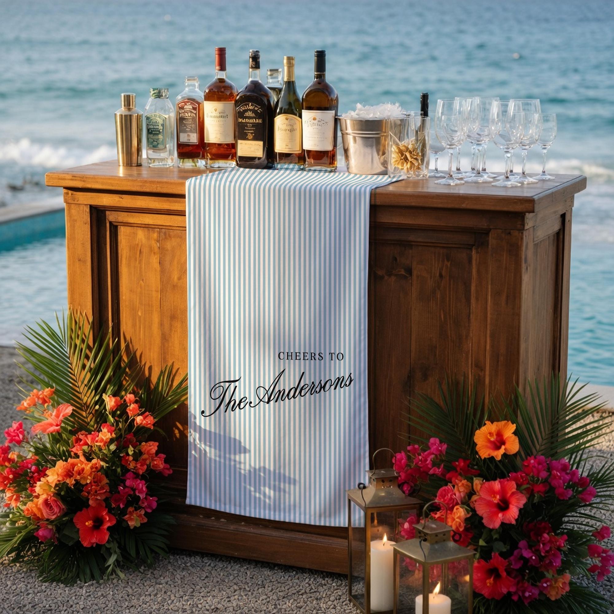 Personalized Linen Striped Bar or Event Sign, Linen Cotton, Wedding ...