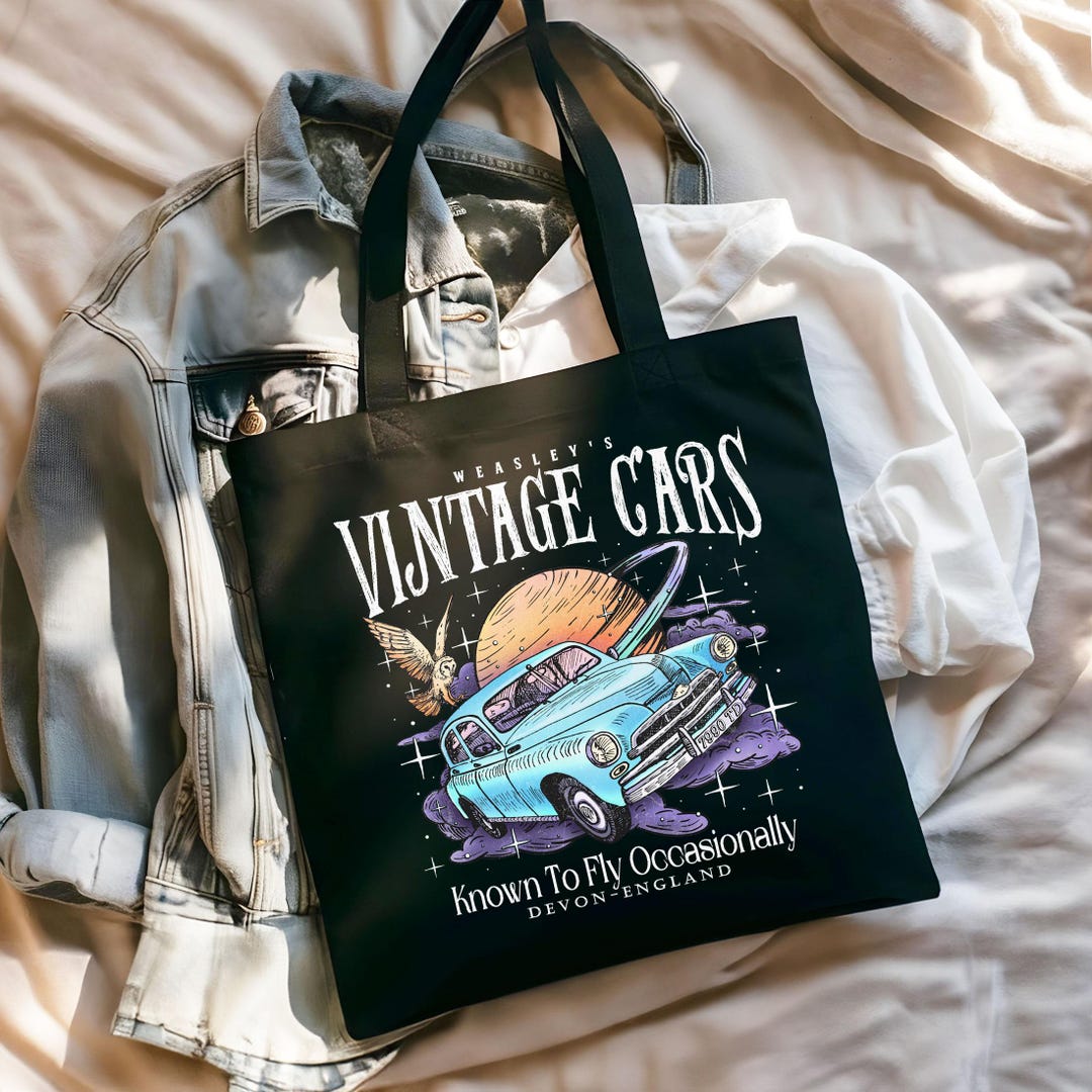 Wizard World Tote Bag, Wizard Flying Car Canvas Bag, Wizarding World ...