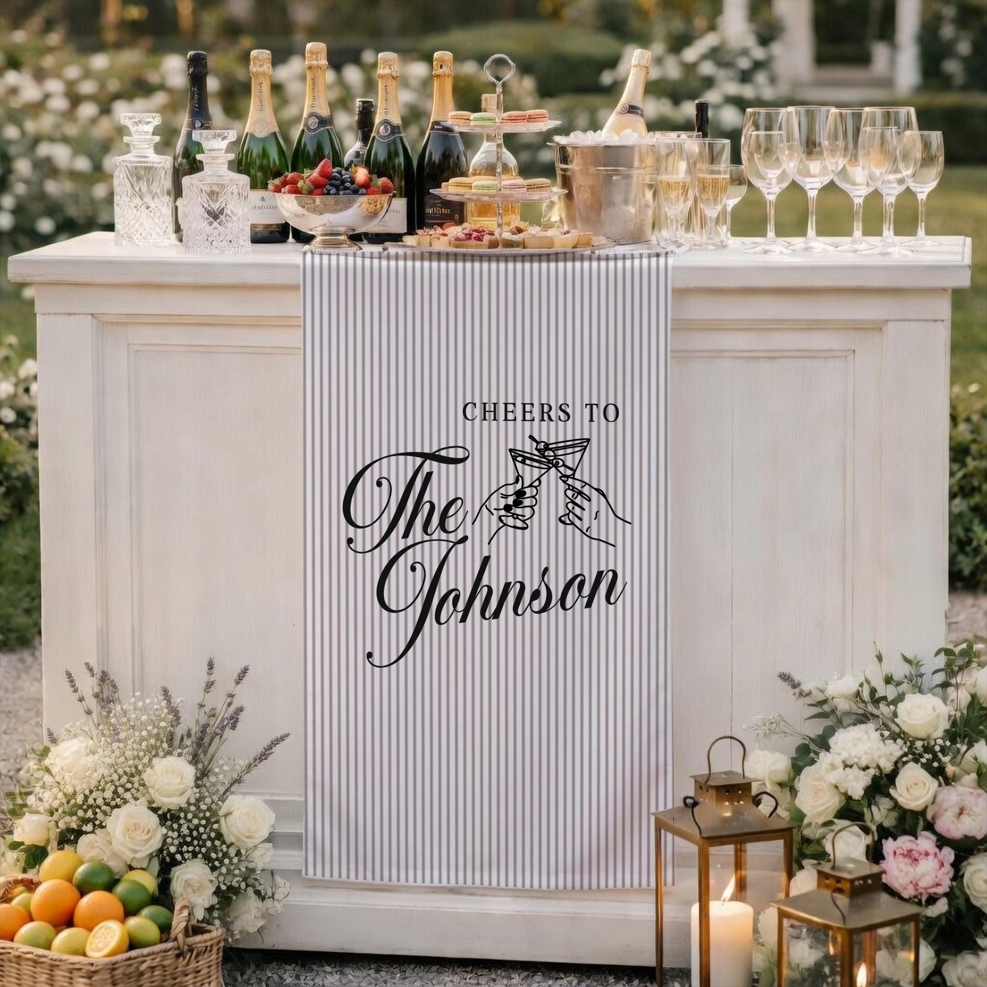 Personalized Linen Striped Bar or Event Sign, Linen Cotton Wedding ...