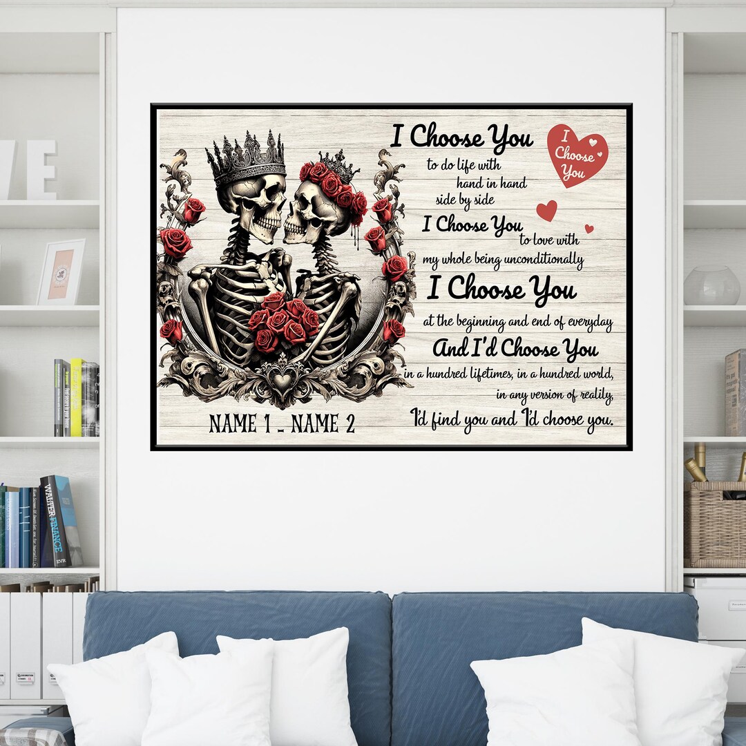 Personalized Name Skull Couple I Love You More Poster / Canvas ...
