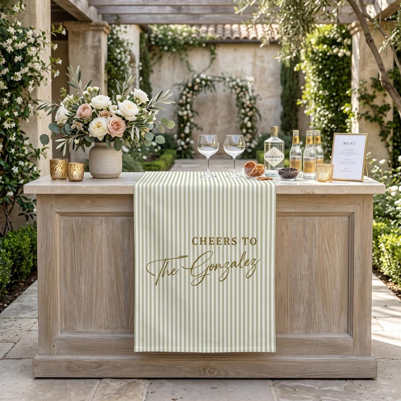 Personalized Linen Striped Bar or Event Bar Sign, Birthday, Anniversary ...