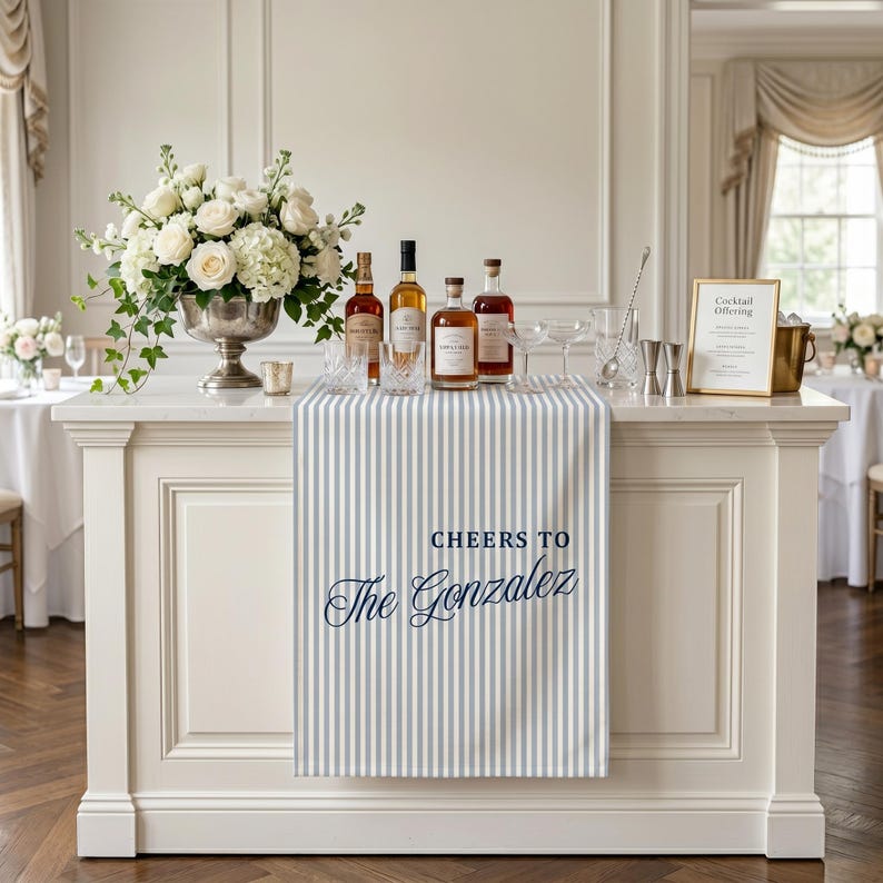 Personalized Linen Striped Bar or Event Bar Sign, Birthday, Anniversary ...