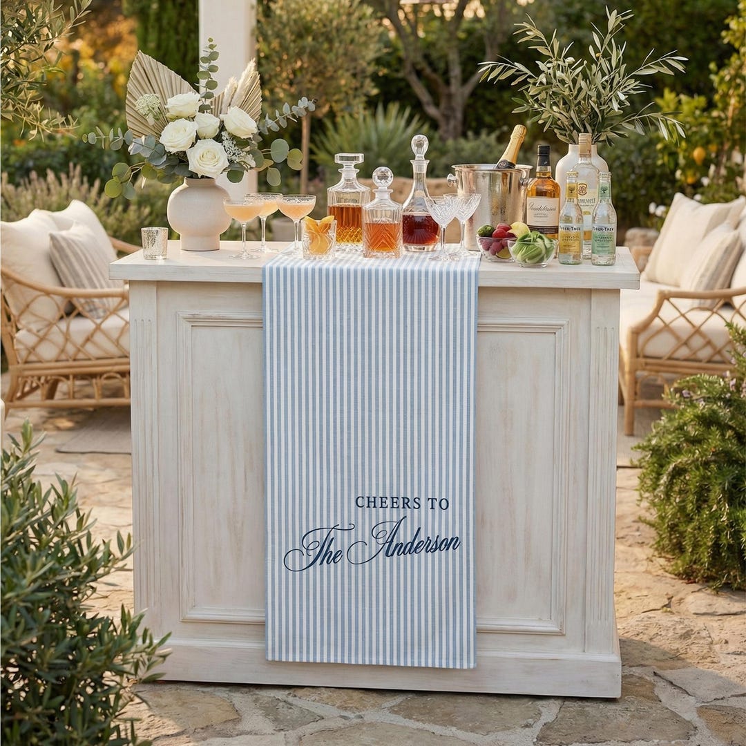 Personalized Linen Striped Bar or Event Sign, Custom Wedding Welcome ...