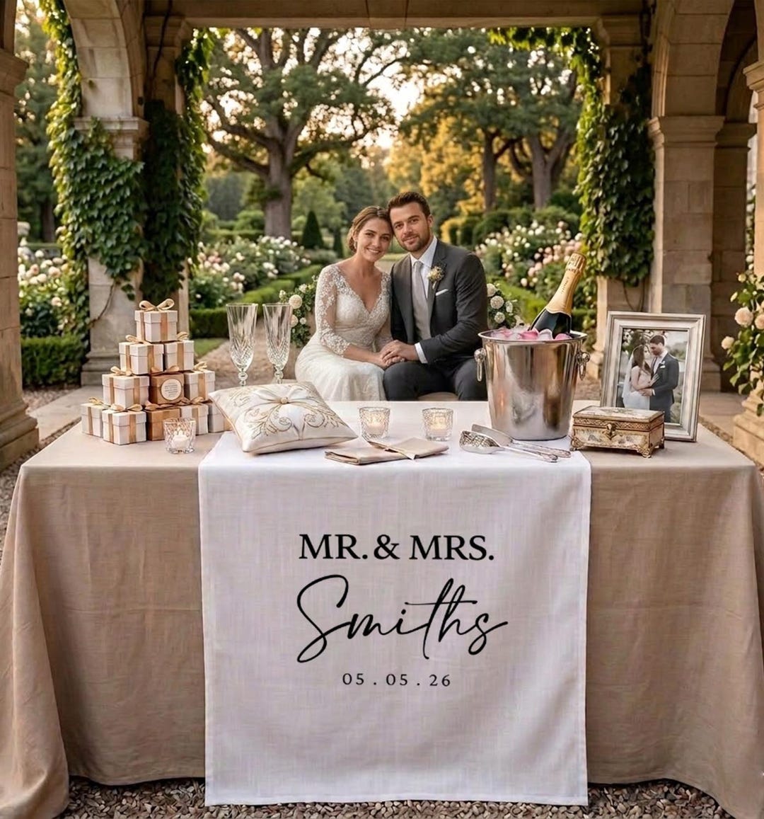 Wedding Table Runner, Personalized Last Name Sign, Custom Linen Wedding ...