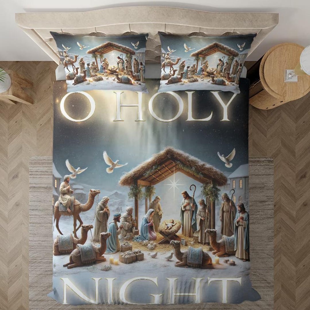 The Birth of Jesus Bedding Set With Holy Family Nativity Scene ...