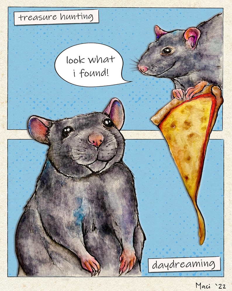 RAT COMIC ART / 8"x10" Art Prints / Set of 3 / Gift for Animal Lover - Etsy